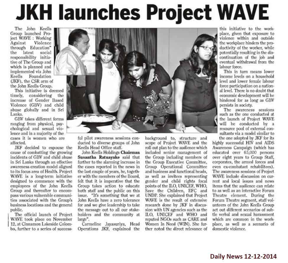 JKH launches project Wave | John Keells Foundation